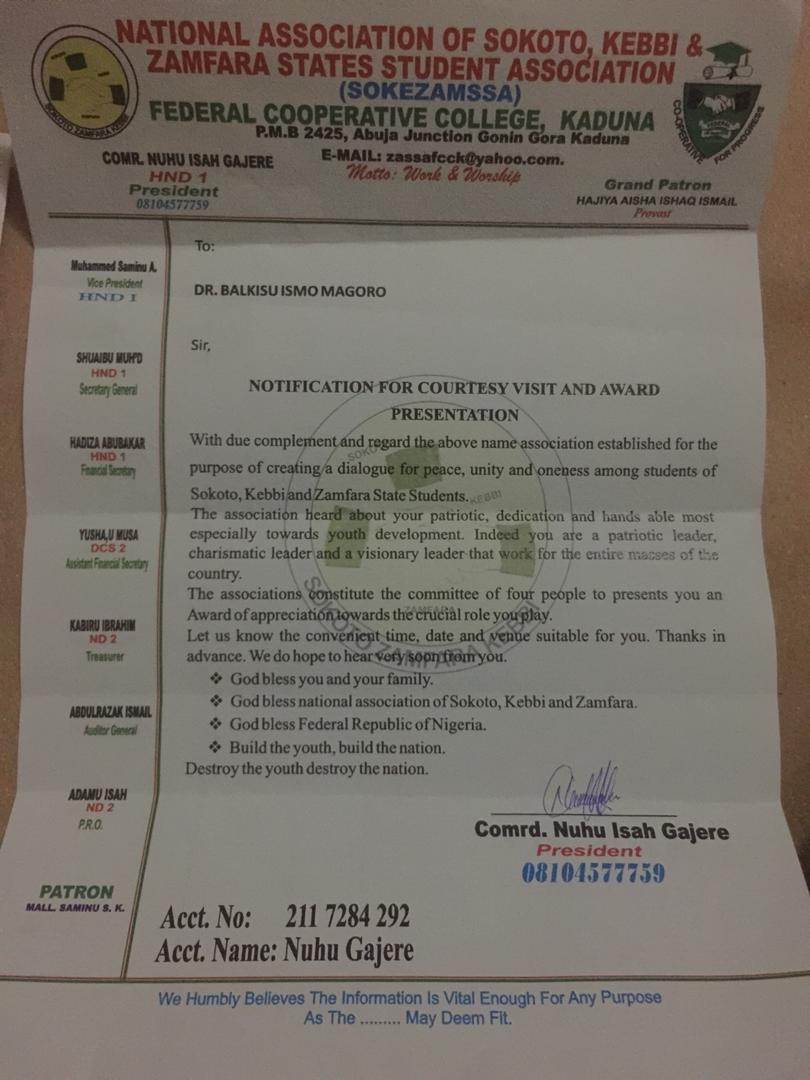 Notification For Courtesy Visits and Award Presentation | Ismor Mogoro ...